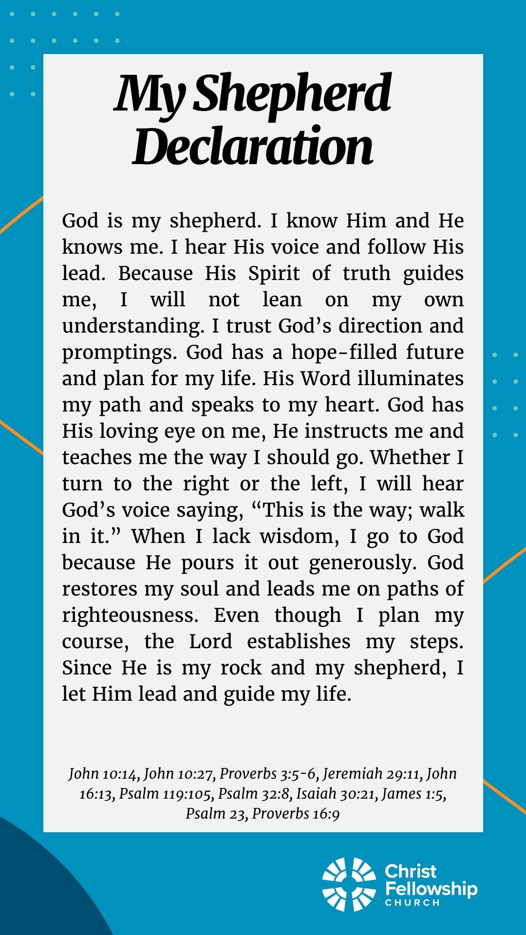 My Shepherd Declaration | Christ Fellowship Church