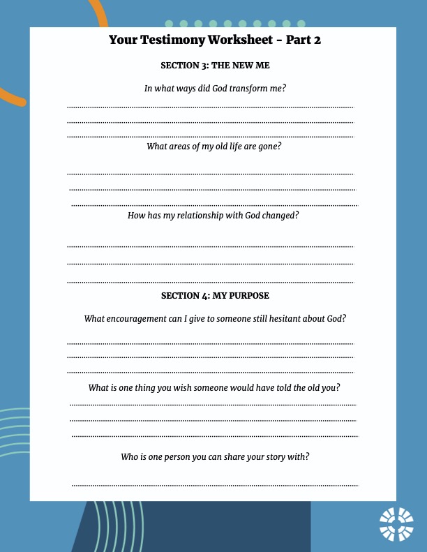 Your Testimony Worksheet | Christ Fellowship Church